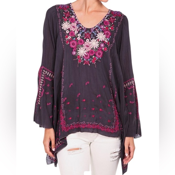 Johnny Was | Tops | Johnny Was Xl Wish Stitch Embroidered Tunic Shirt ...